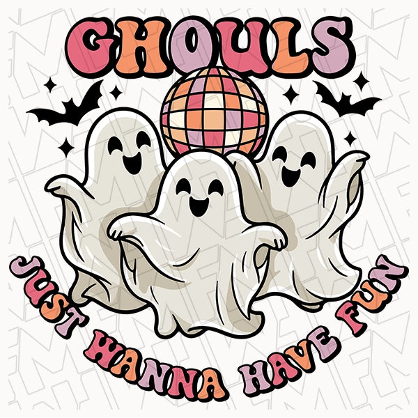 Ghouls Just Wanna Have Fun Dancing Ghosts Halloween DTF Transfer ...