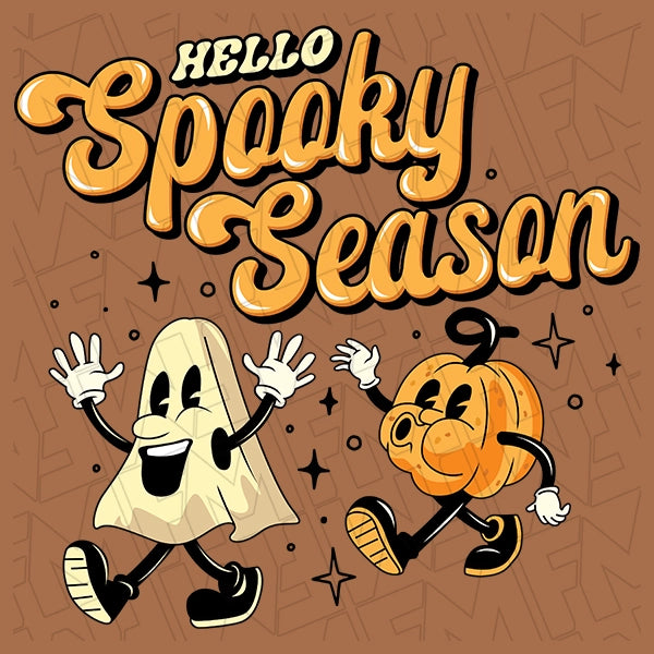 Hello Spooky Season Vintage Cartoon Halloween DTF Transfer | Ready-to ...