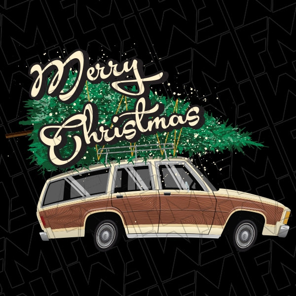 Merry Christmas Station Wagon & Christmas Tree Christmas DTF Transfer ...