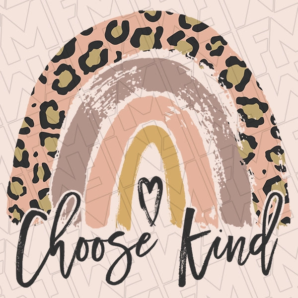 Choose Kind Boho Leopard Rainbow DTF Transfer | Ready-to-Press Designs