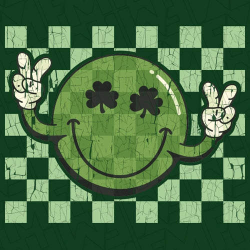 Checkerboard Smiley St Patricks Day DTF Transfer | Ready-to-Press Designs
