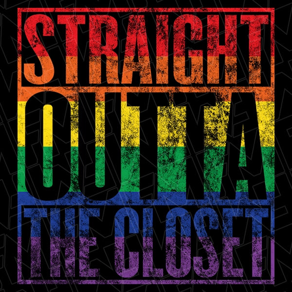Straight Outta The Closet Rainbow Block LGBTQ Pride DTF Transfer ...